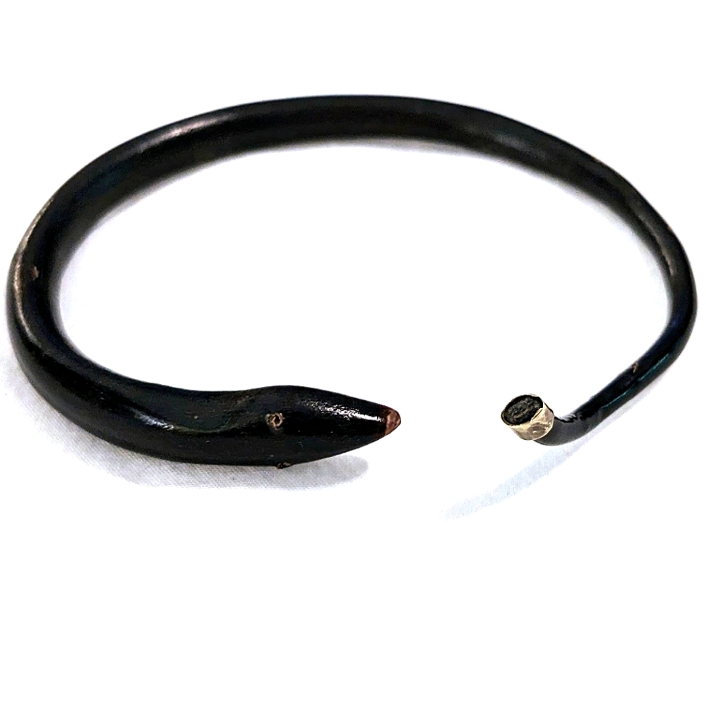Antique Vintage Coiled Carved Wooden Snake Bangle Bra… - Gem